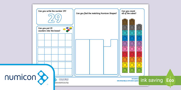 All About Number 29 Activity Mat with Numicon Shapes